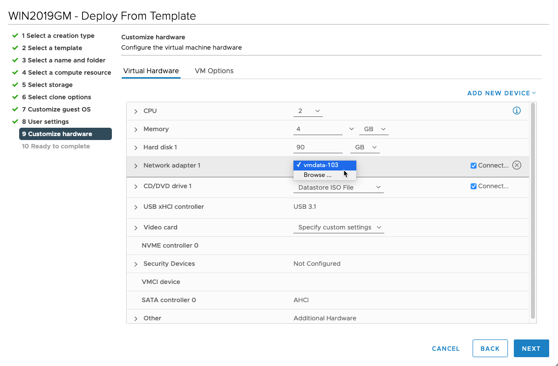 Deploy VMware VM with Customized Specifications – Hybrid Data Center